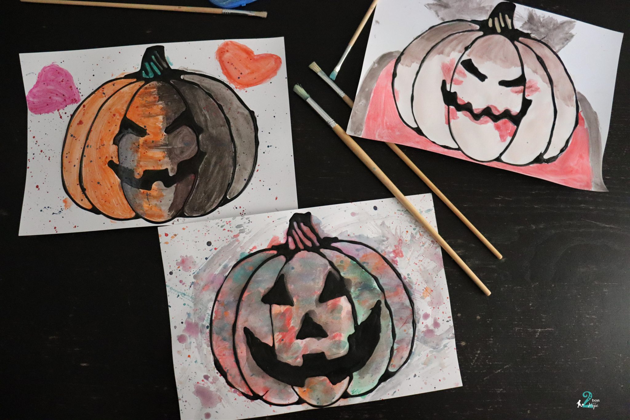 Κολοκύθες Halloween με μαύρη κόλλα - Two Boys and Hope